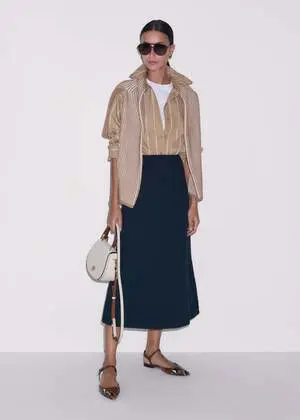ME+EM Curling Crosses Jacquard Textured Midi Skirt