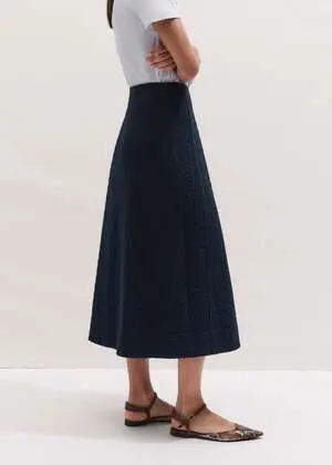 ME+EM Curling Crosses Jacquard Textured Midi Skirt
