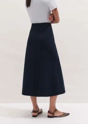 ME+EM Curling Crosses Jacquard Textured Midi Skirt