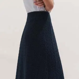 ME+EM Curling Crosses Jacquard Textured Midi Skirt