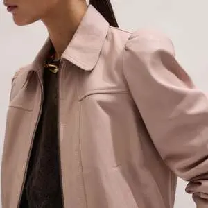 ME+EM Luxe Leather Bomber Jacket