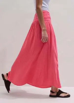 ME+EM Cheesecloth Maxi Skirt - Candy Coral
