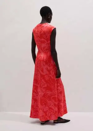 ME+EM Stylised Silhouette Print Bias Cut Full Length Dress