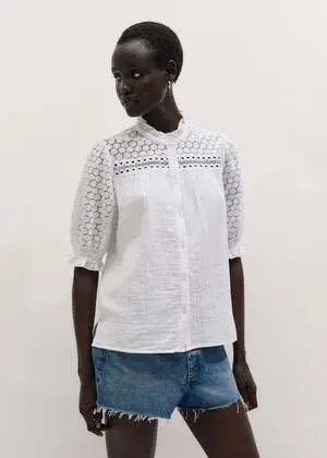ME+EM Cheesecloth And Lace Blouse - Soft White