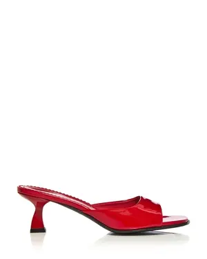NODALETO Kitten Heel Mules - Red