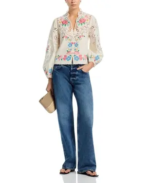 Sea Astrid Embroidered Cotton-linen Blouse
