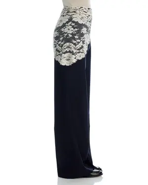 Sea Fiora Wool Blend Pants With Lace Overlay - Navy