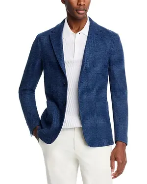Canali Textured Jersey Jacket - Navy