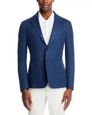 Canali Textured Jersey Jacket - Navy