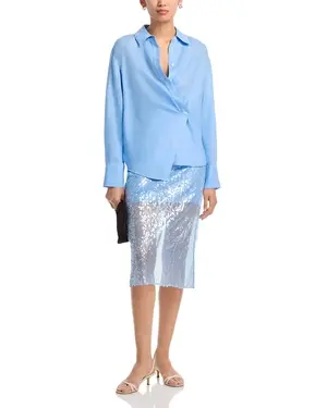 Veronica Beard Perezzi Linen Shirt - Blue Jay