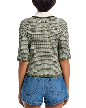 Veronica Beard Soza Polo Top - Navy/cactus