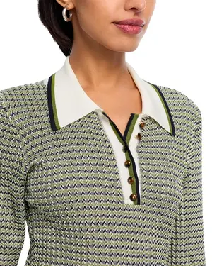 Veronica Beard Soza Polo Top - Navy/cactus
