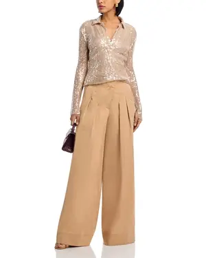 Veronica Beard Heron Pleated Wide-leg Pants