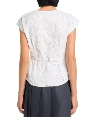 3.1 Phillip Lim 3d Flower Embroidered Cap Sleeve Top