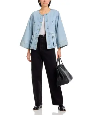 3.1 Phillip Lim Collarless Trapeze Denim Jacket