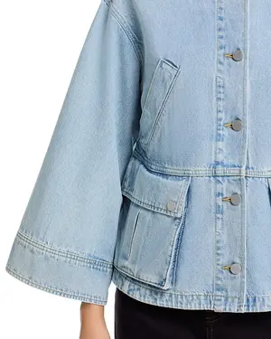 3.1 Phillip Lim Collarless Trapeze Denim Jacket - Light Blue
