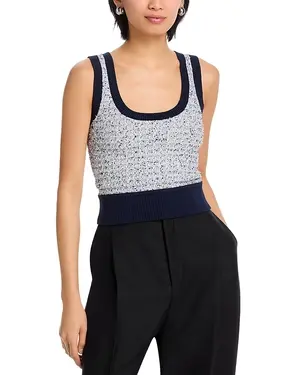 3.1 Phillip Lim Boucle Tweed Scoop Neck Tank - Midnight