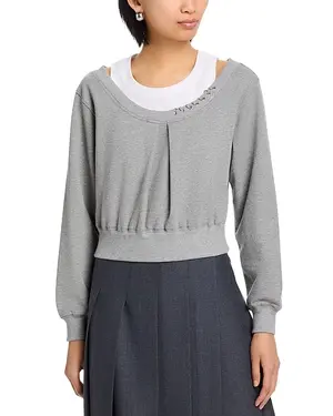 3.1 Phillip Lim Long Sleeve Embellished Layered Sweatshirt