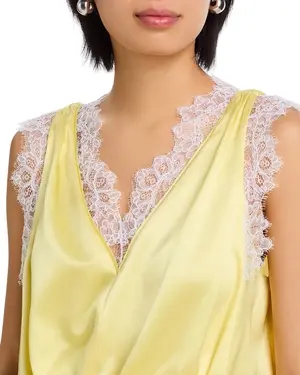 3.1 Phillip Lim Satin Lace Trim Sleeveless Top - Yuzu