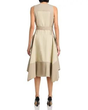 3.1 Phillip Lim Patchwork Sleeveless Belted Utility Dress - Khaki