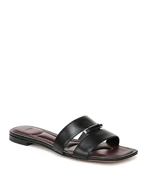 Vince Piper Leather Slides - Black