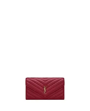 Saint Laurent Cassandre Large Flap Wallet - Deeply Red