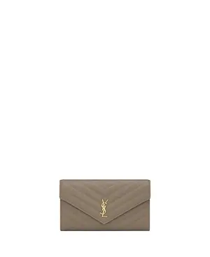 Saint Laurent Cassandre Large Flap Wallet - Light Taupe