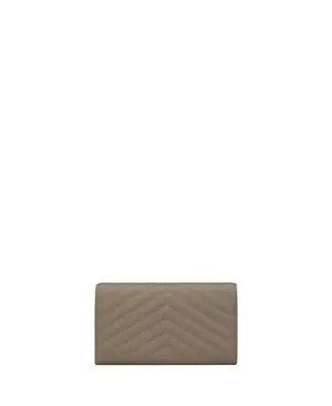 Saint Laurent Cassandre Large Flap Wallet - Light Taupe