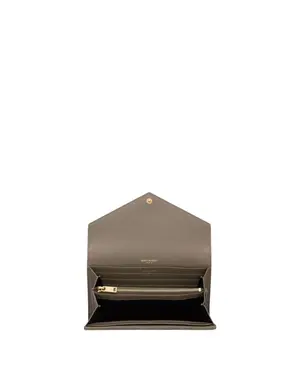 Saint Laurent Cassandre Large Flap Wallet - Light Taupe