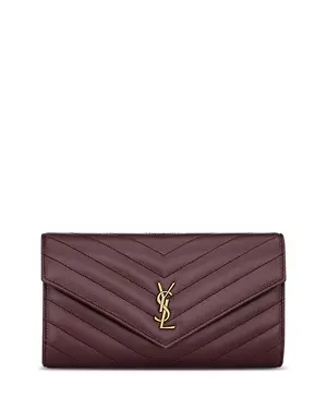 Saint Laurent Cassandre Large Flap Wallet Rouge Cabernet