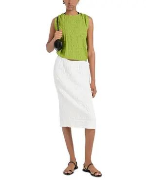 Proenza Schouler White Label Bradley Crewneck Textured Top - Apple