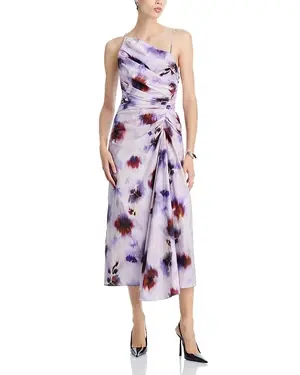 A.L.C. Juno Asymmetrical Gathered Dress - Lilac Multi