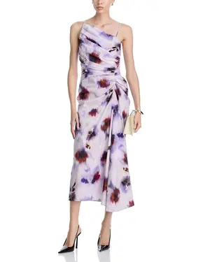 A.L.C. Juno Asymmetrical Gathered Dress - Lilac Multi