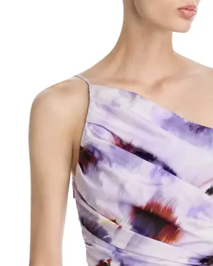 A.L.C. Juno Asymmetrical Gathered Dress - Lilac Multi