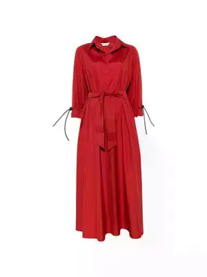 Max Mara Tie-detailed V-neck Midi Dress - Red