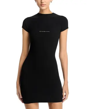 Alexander Wang Ribbed Logo Bodycon Dress - Black