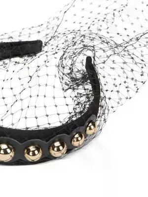 Red Valentino Beaded Veil Headband