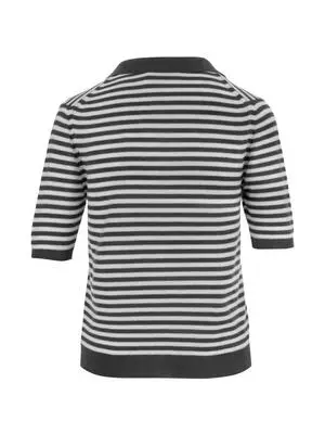 Bruno Manetti Striped-pattern Collared T-shirt