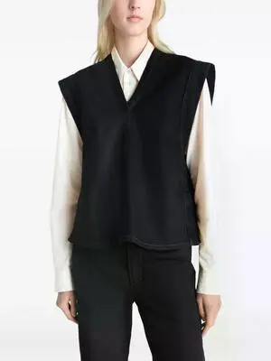 LEMAIRE V-neck Top - Black