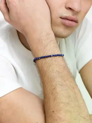 Mateo Hex Nut Lapis Bead Bracelet - Blue
