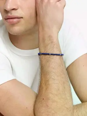 Mateo Hex Nut Lapis Bead Bracelet - Blue