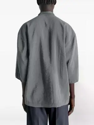 LEMAIRE Jewel Button Ruffled Top In Dry Silk - Grey