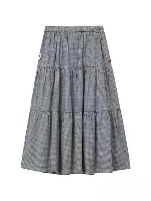 CHOCOOLATE Tiered Gingham-pattern Skirt