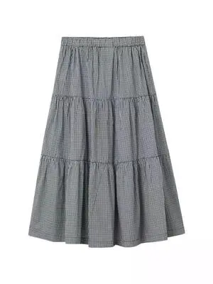 CHOCOOLATE Tiered Gingham-pattern Skirt