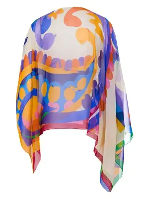 Etro Asymmetrical Paisley Print Poncho - Multicolour
