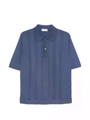 PIACENZA CASHMERE 1733 Buttoned Panelled Polo Shirt - Blue