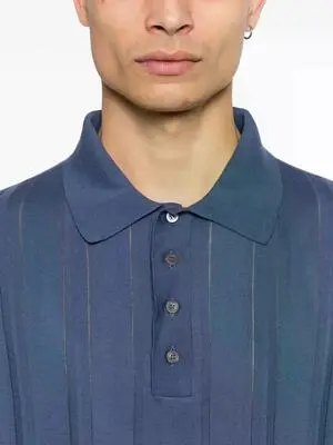 PIACENZA CASHMERE 1733 Buttoned Panelled Polo Shirt - Blue
