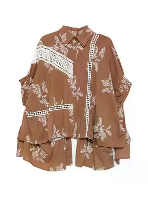 BYE Floral-print Lace-detail Shirt