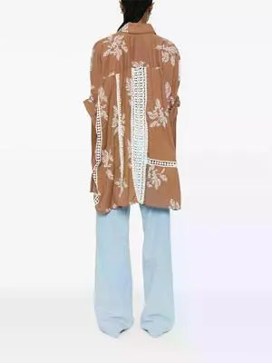 BYE Floral-print Lace-detail Shirt