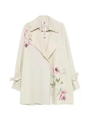 BYE Floral-print Tie-cuff Coat
